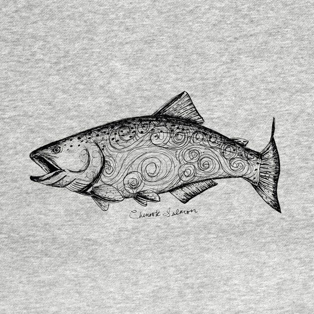 chinook salmon line drawing