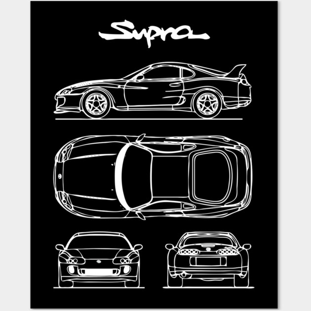 Toyota Supra MK4 Blueprint - Supra - Posters and Art Prints | TeePublic