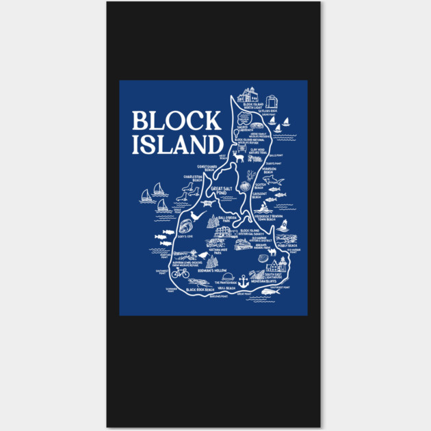 Block Island Map Art - Block Island - Posters and Art Prints | TeePublic