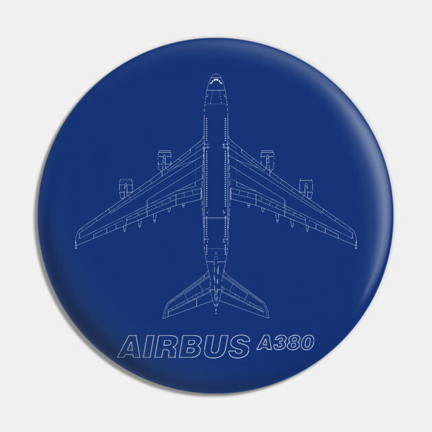 Airbus A380 Top View - Airbus A380 Airplane - Pin | TeePublic