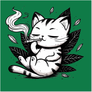 weed cat drawing