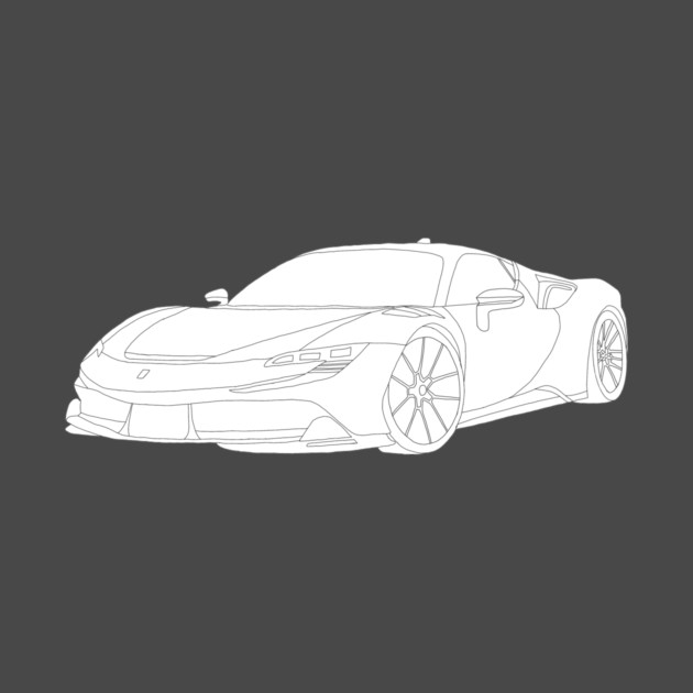 Ferrari SF90 Selfmade car drawing - Ferrari - Pin | TeePublic