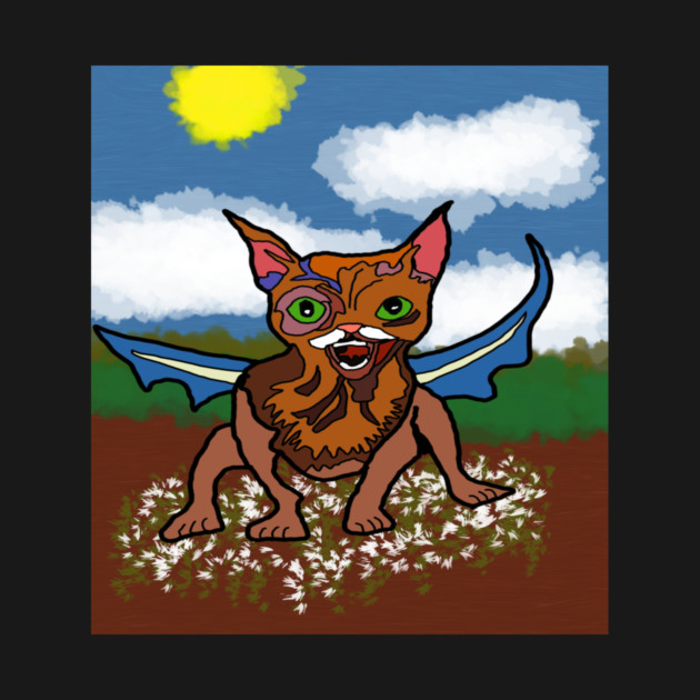 drawing weird flying cat - Drawing Illustration - T-Shirt | TeePublic