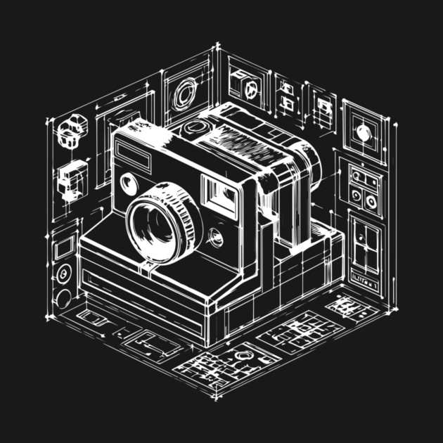 old camera wireframes design - Camera - T-Shirt | TeePublic