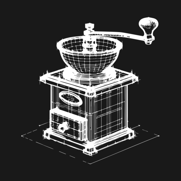vintage coffee grinder 3d wireframes design - Coffee Grinder - T-Shirt ...