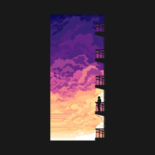 Retro Sunrise Reflection Pixel Art - Pixel Art - T-Shirt | TeePublic