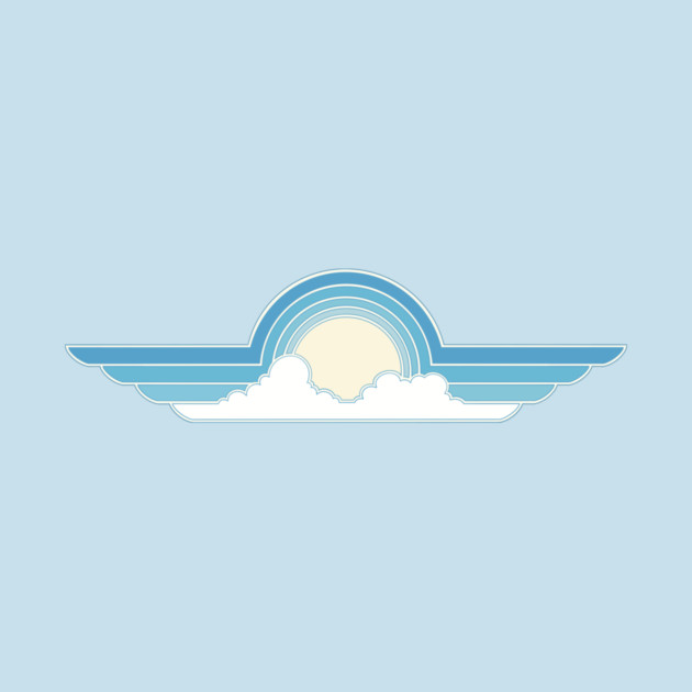 Blue Sky with Fluffy Clouds Pilot Wings Design - Pilot Wings - T-Shirt ...