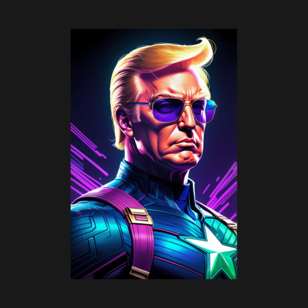 Vibrant Neon-Style Digital Illustration of Supercool Donald Trump ...