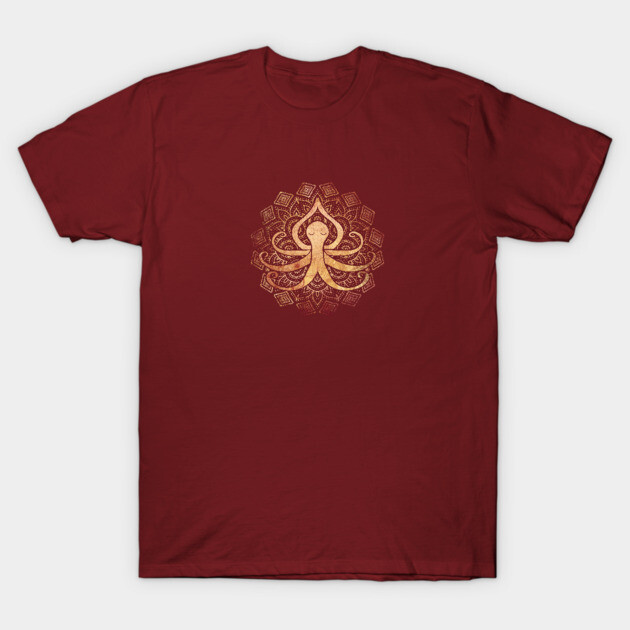 Golden Zen Octopus Meditating - Octopus - T-Shirt | TeePublic