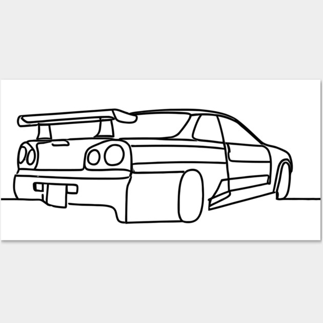 Nissan R34 Line Drawing - Nissan Skyline Gtr R34 - Posters and Art ...