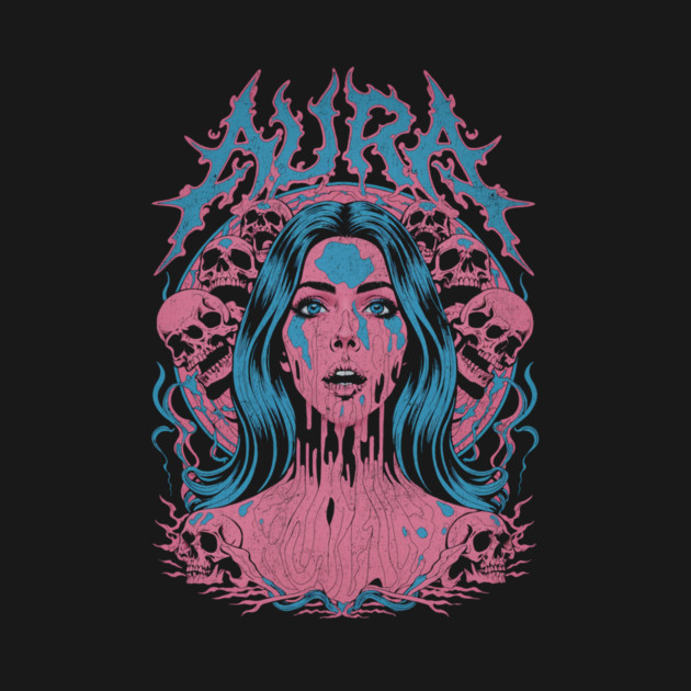 Aura Dark Goddess Gothic Melting Face Skull Art - Aura - T-Shirt ...