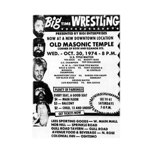Big Time Wrestling 1974 NWA Kalamazoo MI The Sheik Mighty Igor Bolo & Geeto Mongol - Wrestling ...