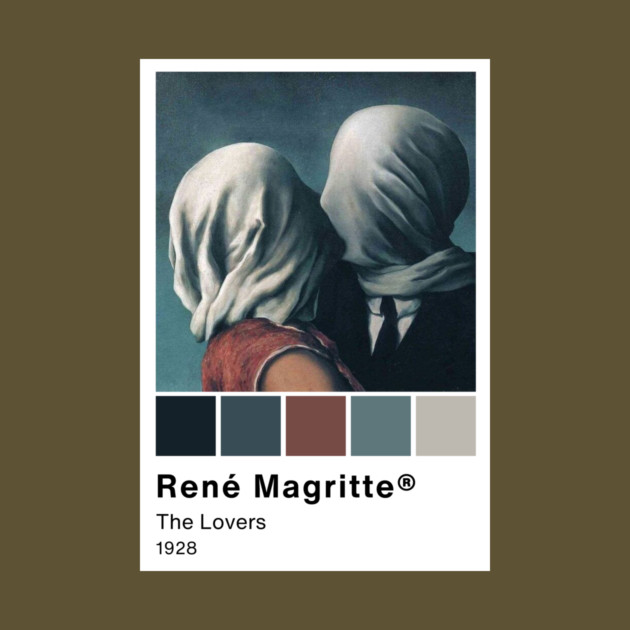 René Magritte - The Lovers - Pantone Color swatch, Art Paintings Art ...