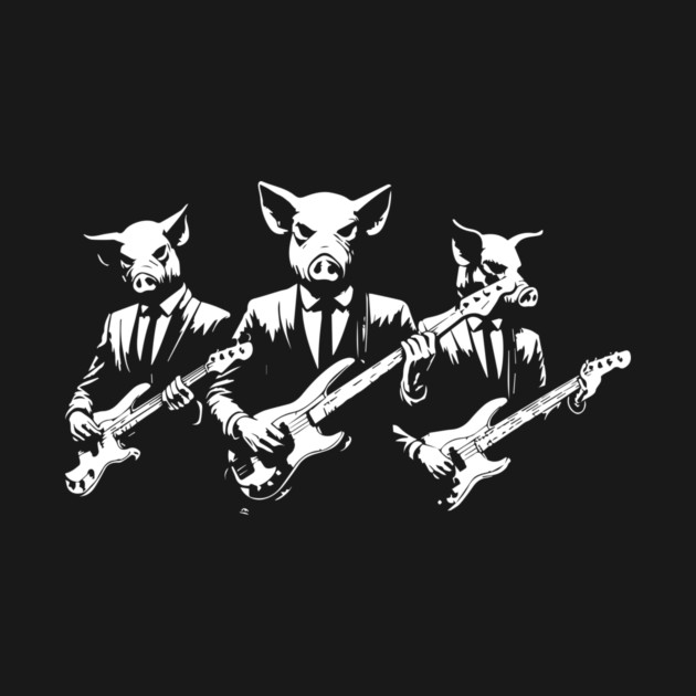 pigs playing in the rock band - Pigs - T-Shirt | TeePublic
