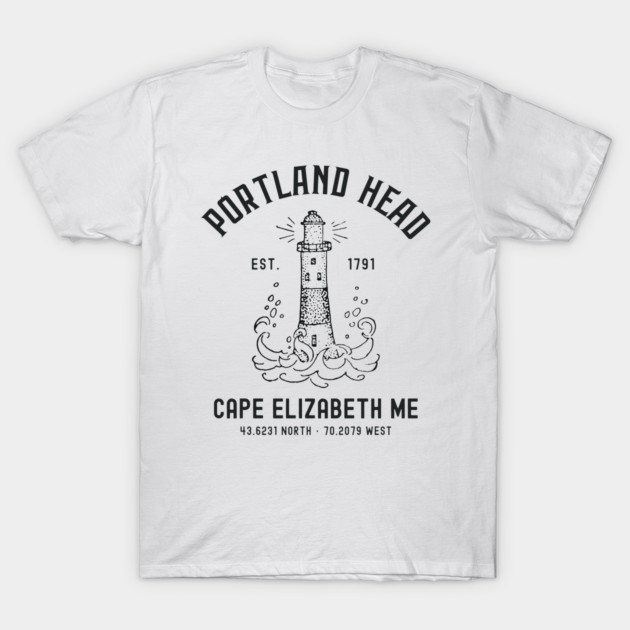Portland Head Maine . Black Lighthouse - Portland Maine - T-Shirt ...