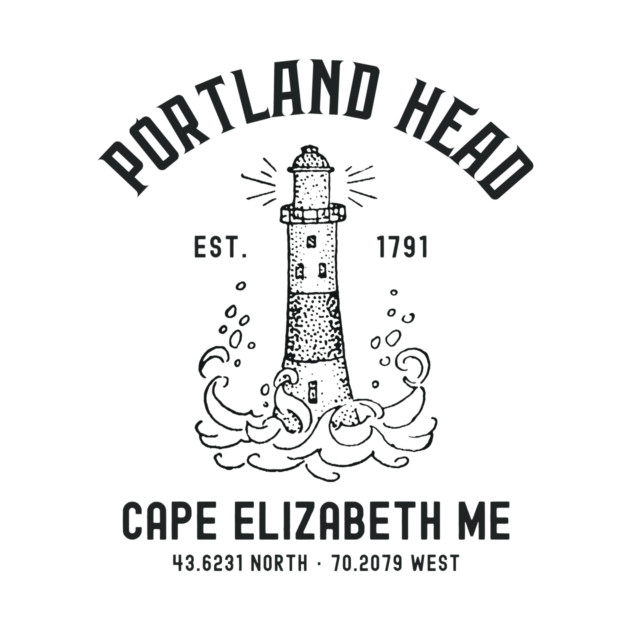 Portland Head Maine . Black Lighthouse - Portland Maine - T-Shirt ...