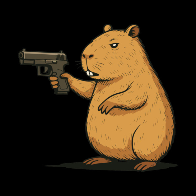 Capybara Holding A Gun – Funny Capybara Meme, Gangster Animal Humor ...