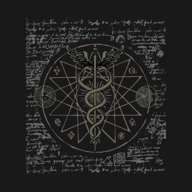 Caduceus Ancient Greek in Alchemy Symbol - Caduceus - T-Shirt | TeePublic