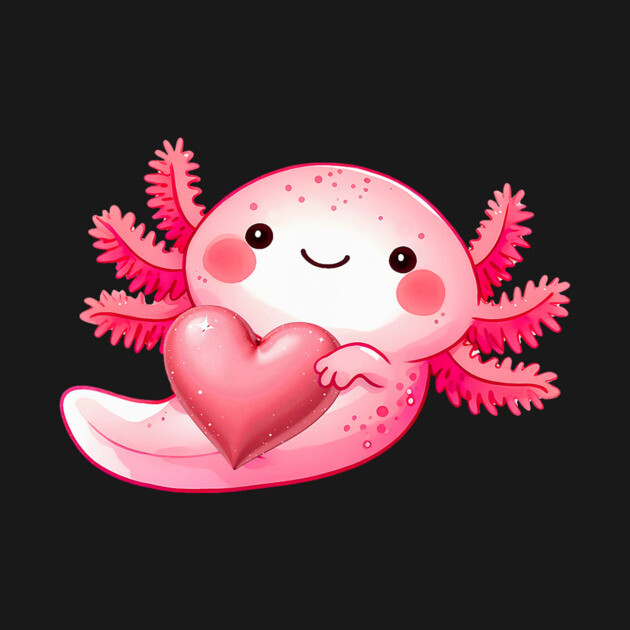 Axolotl Valentines Day Cute Axolotl Heart - Axolotl Heart - T-Shirt ...