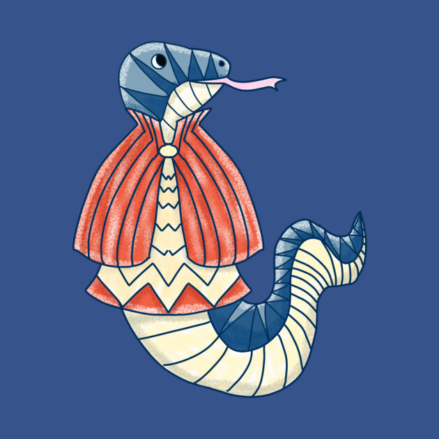 Fancy Snake in a Cape - Fancy Snake Illustration - T-Shirt | TeePublic