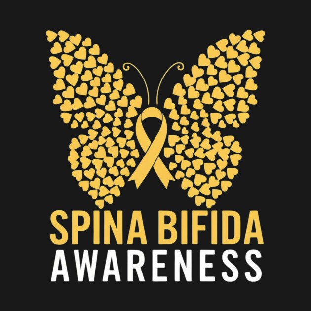 Butterfly Spina Bifida Awareness Month Yellow Ribbon Support - Ribbon ...