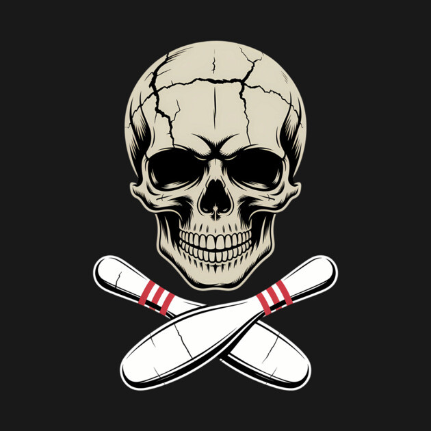 Skull Bowling Pins Skeleton Head Bowler Funny - Skull Bowling - T-Shirt ...