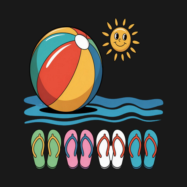 Beach Ball Flip Flops Swimming Summer Vacation - Beach Ball Flip Flops ...