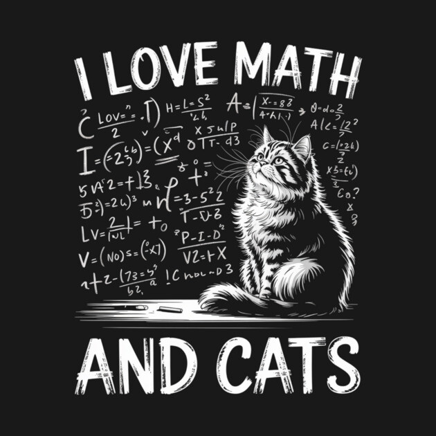 I Love Math And Cats - Math Cats - T-Shirt | TeePublic