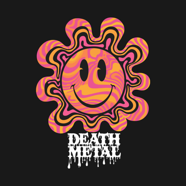 Death Metal Smiley Face Design - Death Metal Art - T-Shirt | TeePublic