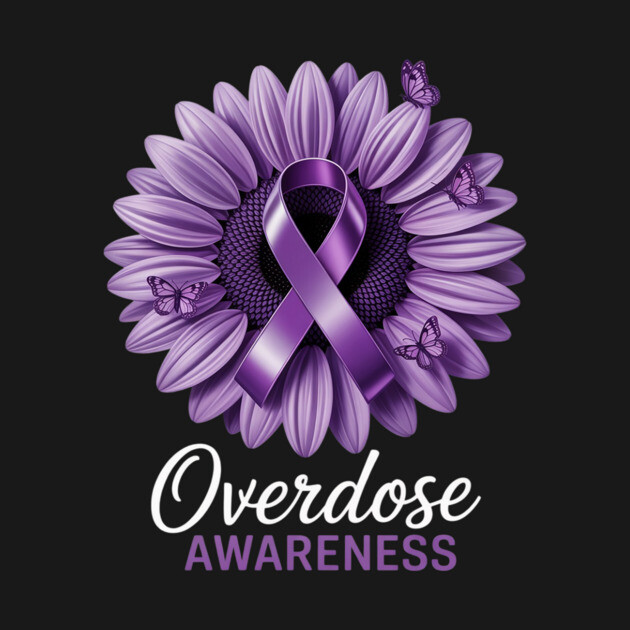 Overdose Awareness Month Purple Ribbon Sunflower Butterfly - Overdose ...