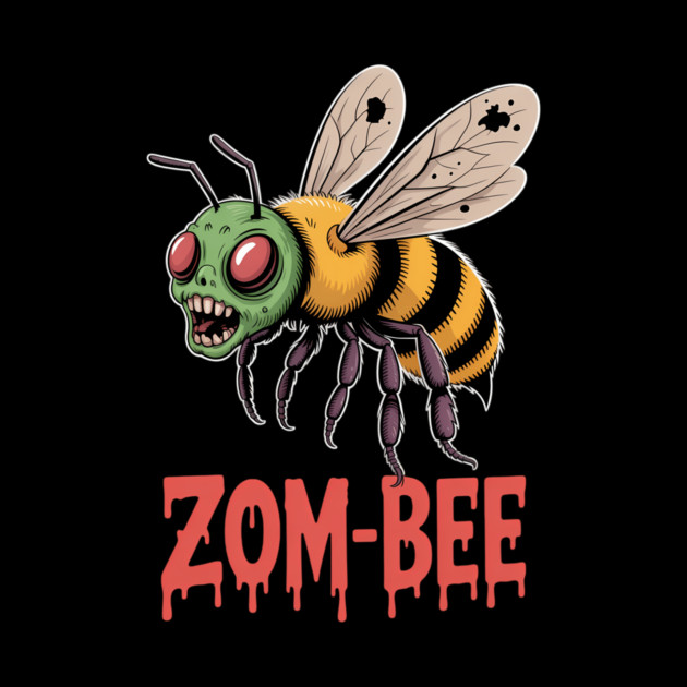 Zom-Bee Adorably Creepy Zombie Bee Cartoon Halloween - Zombie Bee - Pin ...