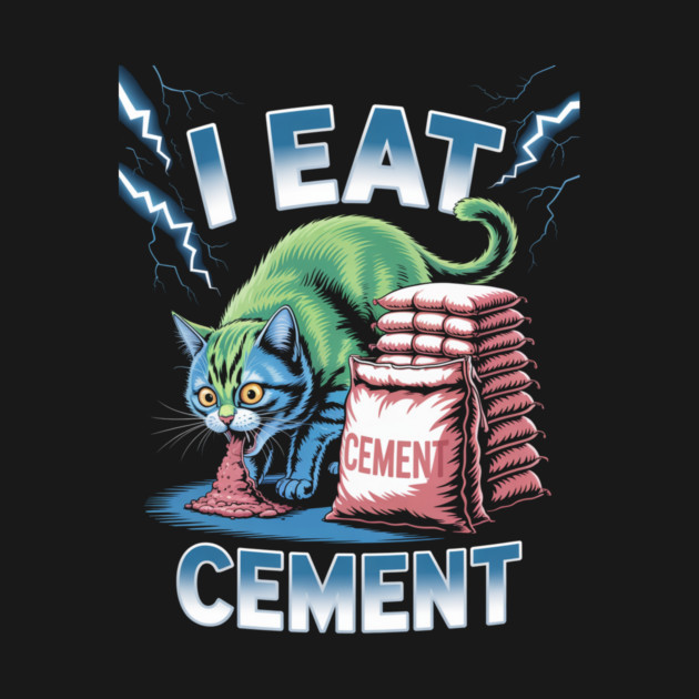 I Eat Cement Funny Cat Meme - Meme - T-Shirt | TeePublic