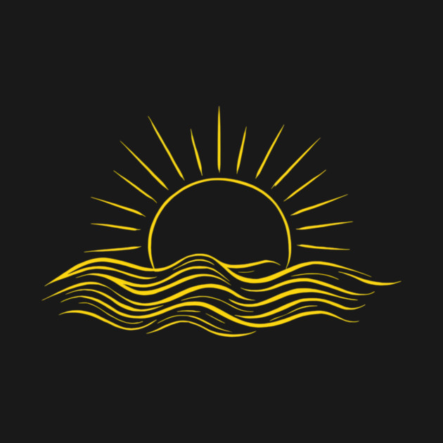Minimalist Sunset Over Waves – Golden Line Art - Sunset - T-Shirt ...