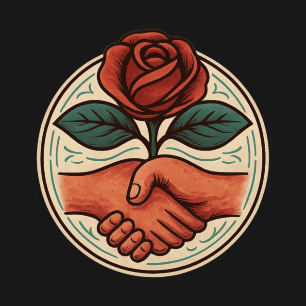 Handshake Rose Unity Symbol - Unity - T-Shirt | TeePublic