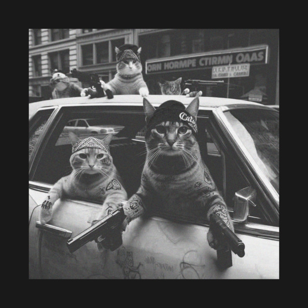 Funny Cat Gang Vintage Funny Cat Meme - Cat Gang - T-Shirt | TeePublic