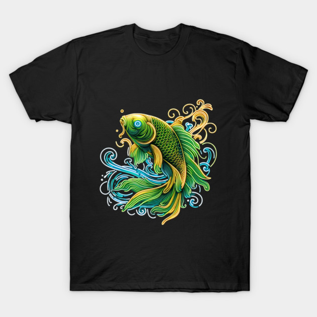 Green Jumping Fish - Fish - T-Shirt | TeePublic