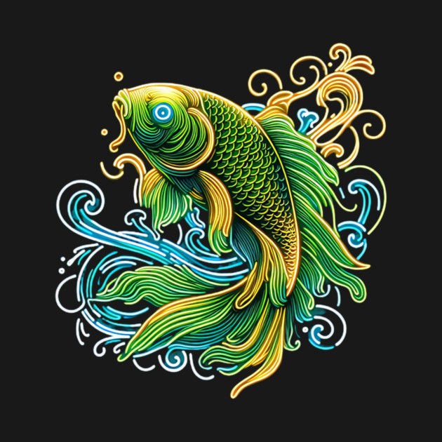 Green Jumping Fish - Fish - T-Shirt | TeePublic