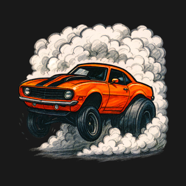 Hot Rod Burnout — Hand-Drawn Marker Muscle Car - Hot Rod - Shorts ...