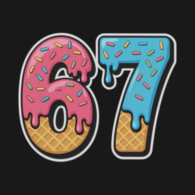 67 Ice Cream Drip Meme Six Seven Gen Alpha Slang (On Back) T-Shirt 1 ...