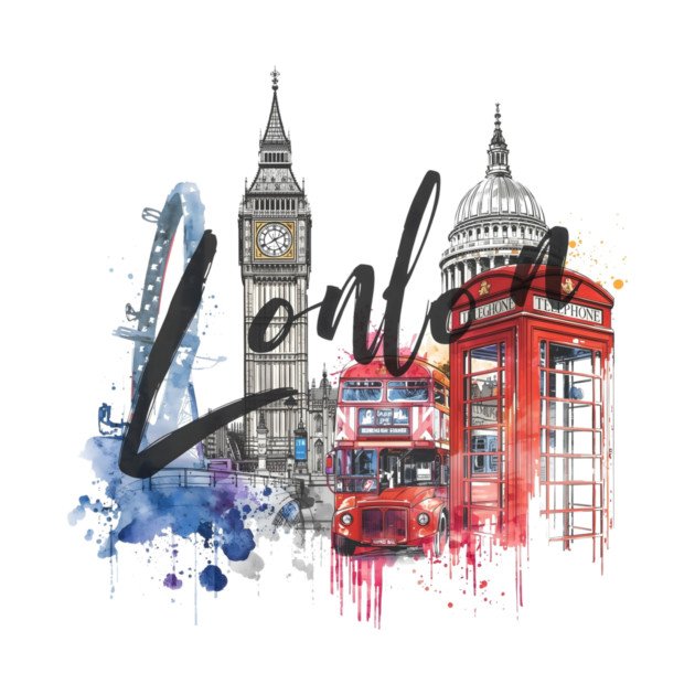 London Skyline Big Ben Red Bus Phone Booth UK Landmarks - London - T ...