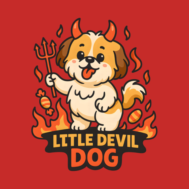 Little Devil Dog Shih Tzu Cartoon Design - Shih Tzu - T-Shirt | TeePublic