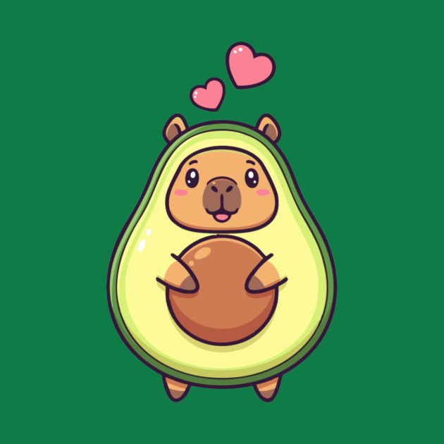 Cute Capybara in Avocado Costume - Kawaii Food Animal Design - Capybara ...