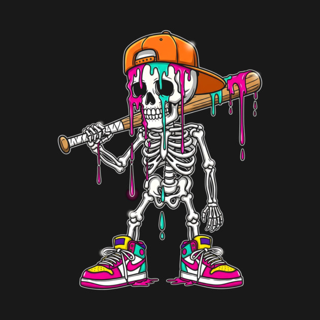 Skeleton Ice Cream Drip Baseball Spots Drip for Girls Boys - Halloween ...