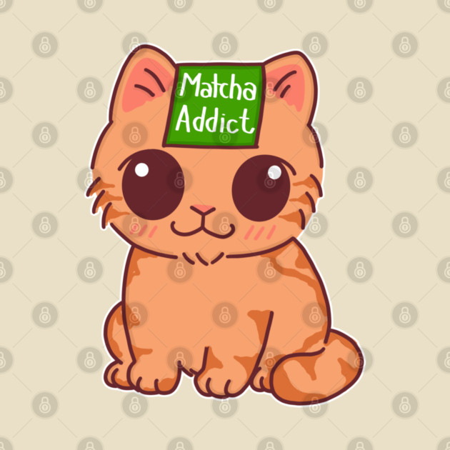 Matcha Addict Cute Tabby Cat - Matcha Green Tea - T-Shirt | TeePublic