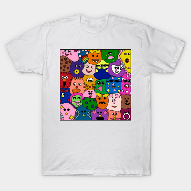 Blobby Party Clay Frame Colorful Quirky Faces - Clay Frame - T-Shirt ...