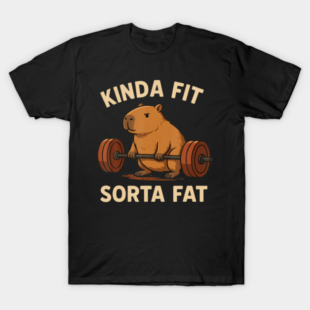 Kinda Fit Sorta Fat Funny Gym Cute Capybara Weightlifting - Funny Gym ...
