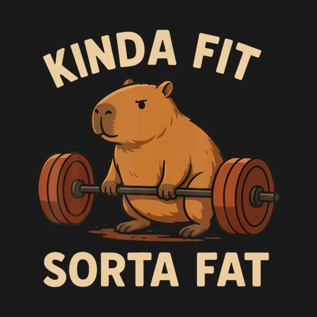 Kinda Fit Sorta Fat Funny Gym Cute Capybara Weightlifting - Funny Gym ...