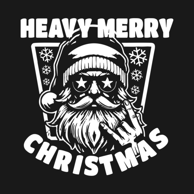 Heavy Merry Christmas T-Shirt – Black & White Santa Heavy Metal Tattoo ...