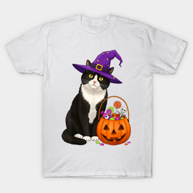 Tuxedo Witch Cat & Halloween Candy Basket for Men Women Kids - Tuxedo ...