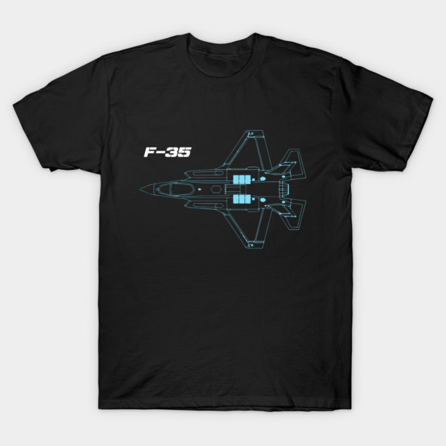 F-35 Lightning II Stealth Fighter Blueprint Art - F35 - T-Shirt | TeePublic
